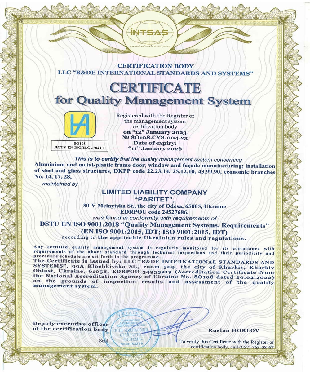Certificates and Quality Standards | ParitetGroup