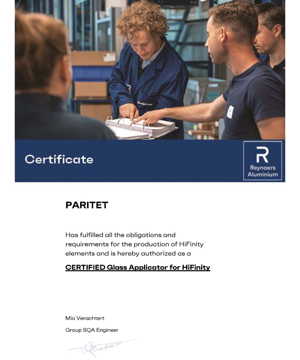 Certificates and Quality Standards | ParitetGroup